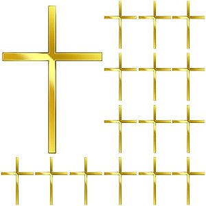 16 Pieces Baptism Cake Toppers Crossing Cupcake Toppers Gold Mirror Acrylic Cake Topper Baptism Decor Christian Decorations (Elegant Style)