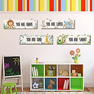 Chunful 4 Pieces Baby Nursery Decor Unframed Wall Art Bedroom Decor Motivational Inspirational Girls Room Decor Adorable Wall Decor with Inspirational Quotes for Boys Girls (Woodland Animal)