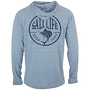 Salt Life Sailfish Stamp Hoodie Long Sleeve Classic Fit, BLUFO, Medium
