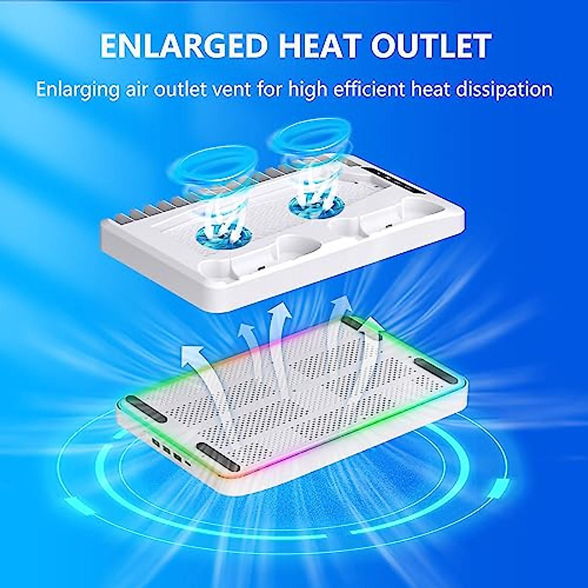 Cooling Stand for Playstation 5 Console Disc/Digital Edition, Cooling Station for PS5 w/Controller Charger,4 USB Hub&16 Games&Media Remote Holder&RGB Lights,Vertical Gaming Base for PS5 Accessories