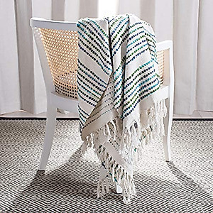 Safavieh Home Landra Blue and White 60 x 72-inch Fringe Blanket Throw