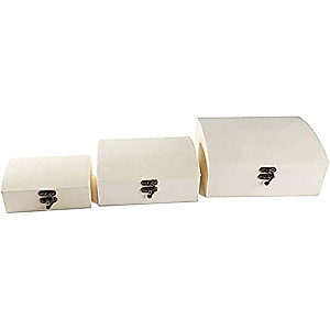 Unfinished Wood Box with Hinged Locking Lid, Wooden Jewelry Box (3 Pack)