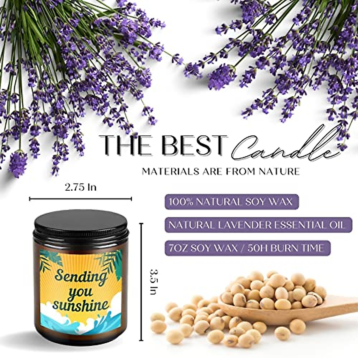 Get Well Soon Gifts for Women | Lavender Scented Candles | Birthday Candles | Thinking of You Gifts | Inspirational Encouragement Gifts | Funny Cheer Up Gifts for Women Men Mothers Men Female Coworker