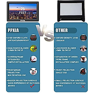 PPXIA Inflatable Movie Screen 25ft Outdoor Projector Screen with Air Blower, Supports Front and Rear Projection Blow Up Screen for Movie Nights Backyards Pool Party
