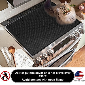 Abra® Silicone Stove Top Covers for Electric Stove | Premium 100% Food Grade Silicone Stove Mat For Glass Top Stove | Glass Top Stove Cover Protector (28x20, Jet Black)