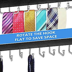 Tie Rack Wall Mounted, Tie, Belt and Scarf Hanger 20 Hook, Tie and Belt Organizer