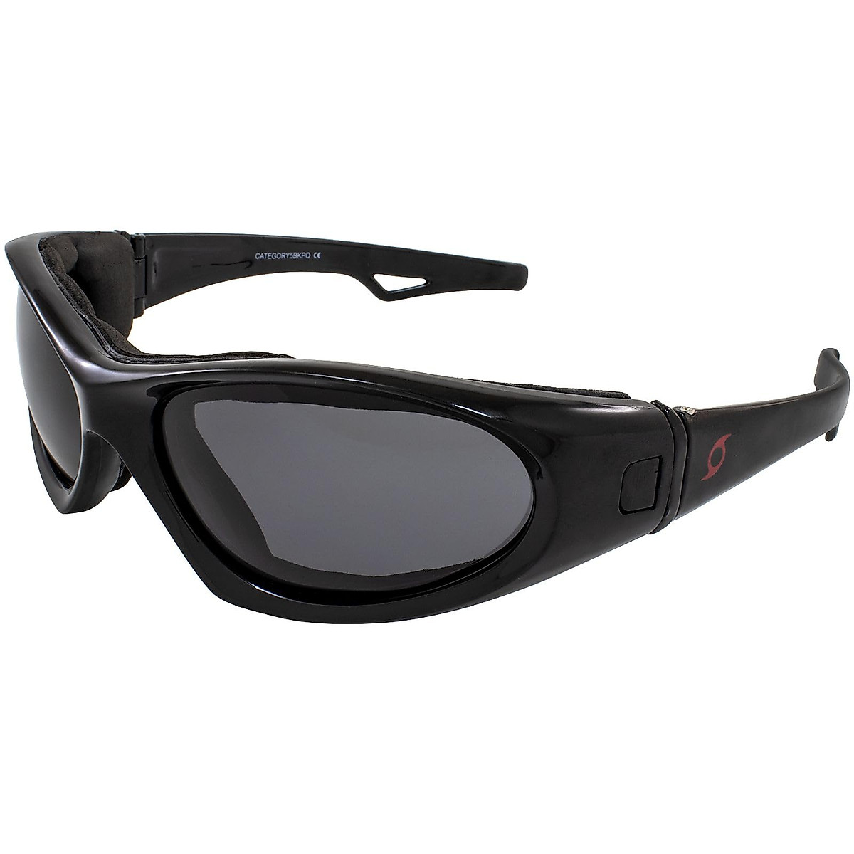 Hurricane Eyewear Category-5 Jet Ski Water-Sport Floating Goggles Interchangeable from Sunglasses to Goggles Black Frame with Polarized Smoke Lens