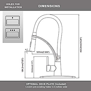 RODDEX Pullout Kitchen Faucet Solid Brass Single Handle Kitchen Sink Faucet with 360 Swivel Black Pull Down Sprayer, 3 Hole Deck Plate, Brushed Nickel