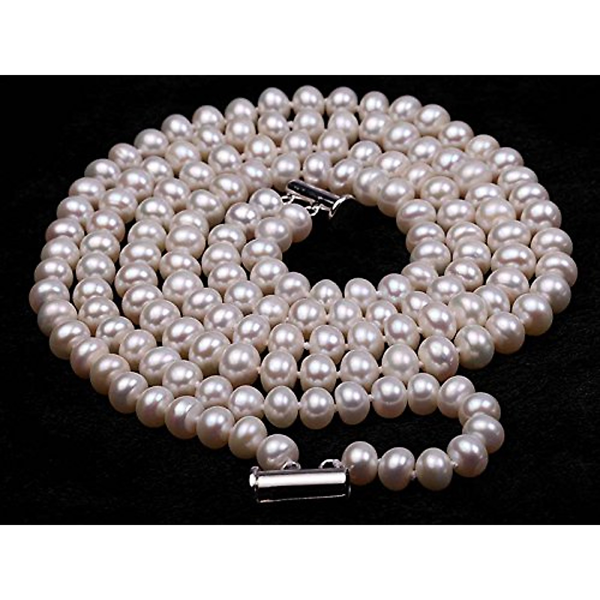 JYX Double-row 8mm Flatly-round Freshwater Cultured Pearl Necklace 22"