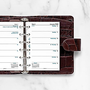 Filofax Calendar Diary Refill, Pocket Size, Week on One Page, White Paper, Unruled, English, 2024 (C68226-24)