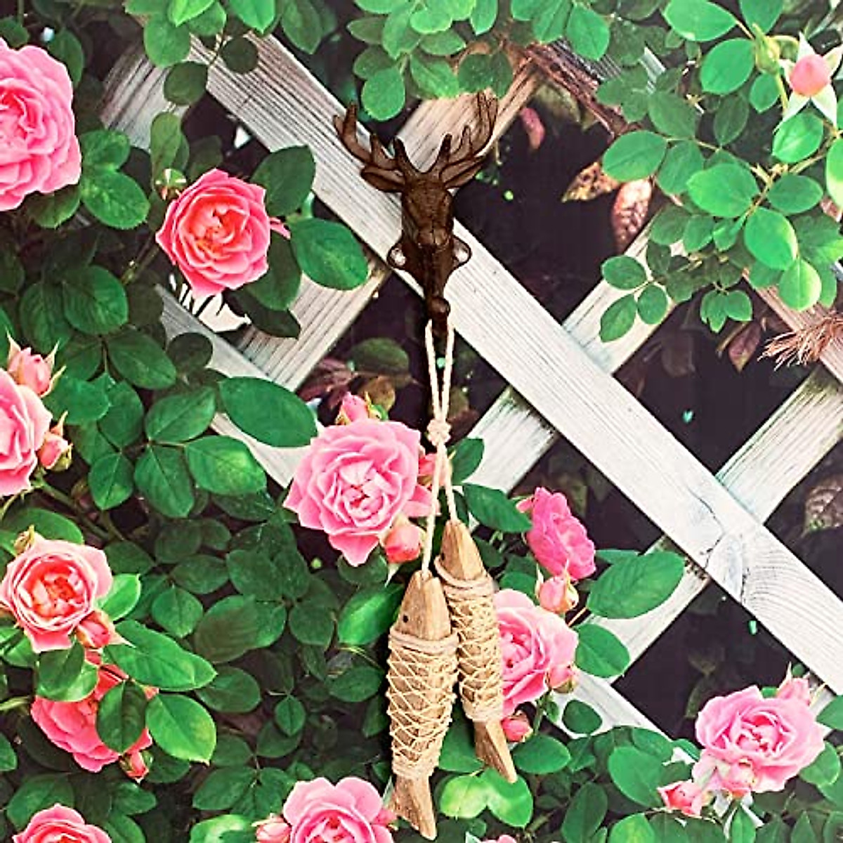 Rustic Heavy Duty Cast Iron Decorative Deer Wall Hooks Deer Antler Key Hat Holder Hanging Towel Key Coat Hook Rack Durable Iron Hanger Living Room Bathroom Room Kitchen Farmhouse Wall Decoration