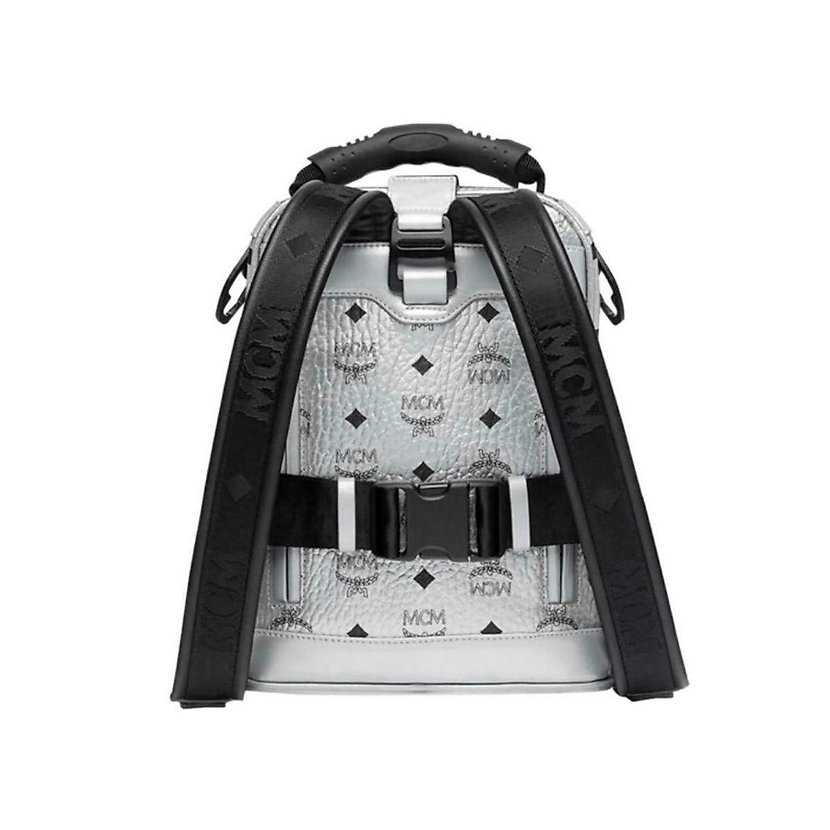 MCM Women's Berlin Silver Metallic Coated Canvas Mini Backpack MUK9SJV23SB001