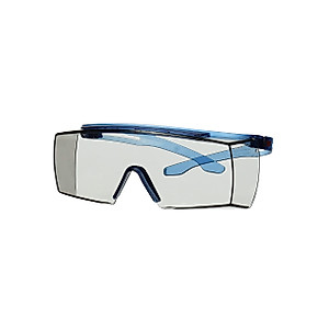 3M Safety Glasses, SecureFit 3700 Series, Anti-Scratch, Fits Over Glasses, Indoor/Outdoor Gray Lens, Blue Temple