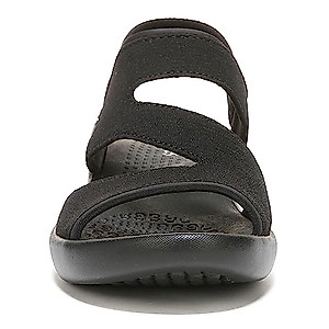 BZees Womens Cleo Strappy Sandal, Black, 8 Wide US