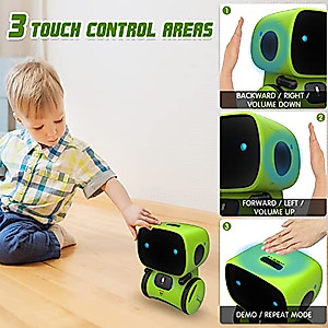 GILOBABY Kids Robot Toys, Interactive Robot Companion Smart Talking Robot with Voice Control Touch Sensor, Dancing, Singing, Recording, Repeat, Birthday Gifts for Boys Ages 3+ Years (Green)
