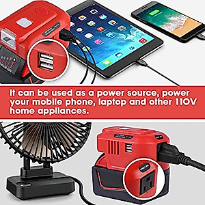 Alian for Milwaukee 18V Lithium Battery Inverter Generator,for Milwaukee USB Charger Adapter with LED Light,for Milwaukee Portable Power Source,for Milwaukee 150 Watt Power Inverter,18V DC to 120V AC