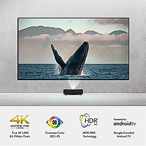 BenQ V7050i 4K Laser TV Projector l Ultra Short Throw l 2500 ANSI Lumens Bright and Beautiful l HDR-PRO l HDR10 & HLG l Android TV l Wireless Casting l HDMIx2 & SPDIF I ARC I 3 Year Warranty (Renewed)