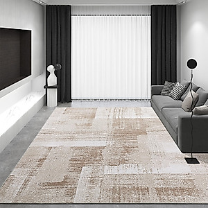 HOMBYS 10x14 ft Modern Patchwork Area Rug for Living Room Bedroom, Large Boho Floor Carpet with Non-Slip Backing for Indoor Office Dining Room, Abstract Home Deco, Machine Washable