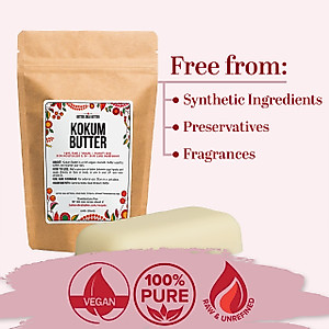 Better Shea Butter Raw Kokum Butter Unrefined - Body Butter Bar for Soap Making and DIY Butter, Skin and Hair Products - Pure, Unscented Skin Butter for Lotion Base - Kokum Butter 8 oz Block