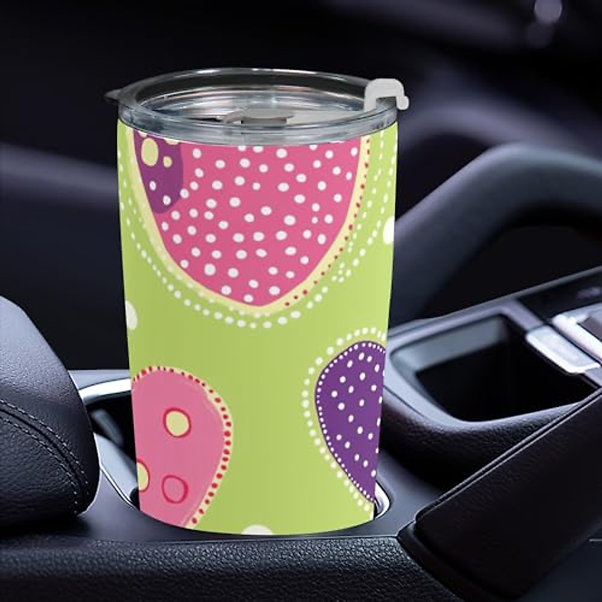 QWEUIOP 20oz Insulated Travel Coffee Mug Colorful Hearts Pattern Stainless Steel Tumbler with Lid Double Wall Vacuum Coffee Cup For Hot and Cold Drinks14682