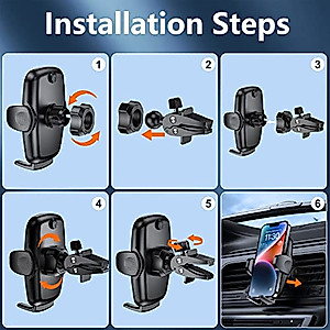 SPIDERCASE [2 Pack] Phone Mount for Car [Universal Air Vent] Car Phone Holder, Military-Grade Shockproof [Up to 7” Phones] [Thick Case Friendly] [Easy Operate] Cellphone Clamp Cradle for All iPhone