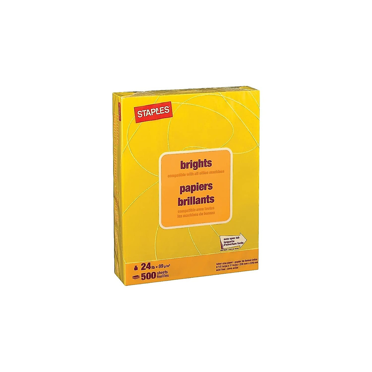 Staples 733077 Brights 24 Lb. Colored Paper Yellow 500/Ream (20102)