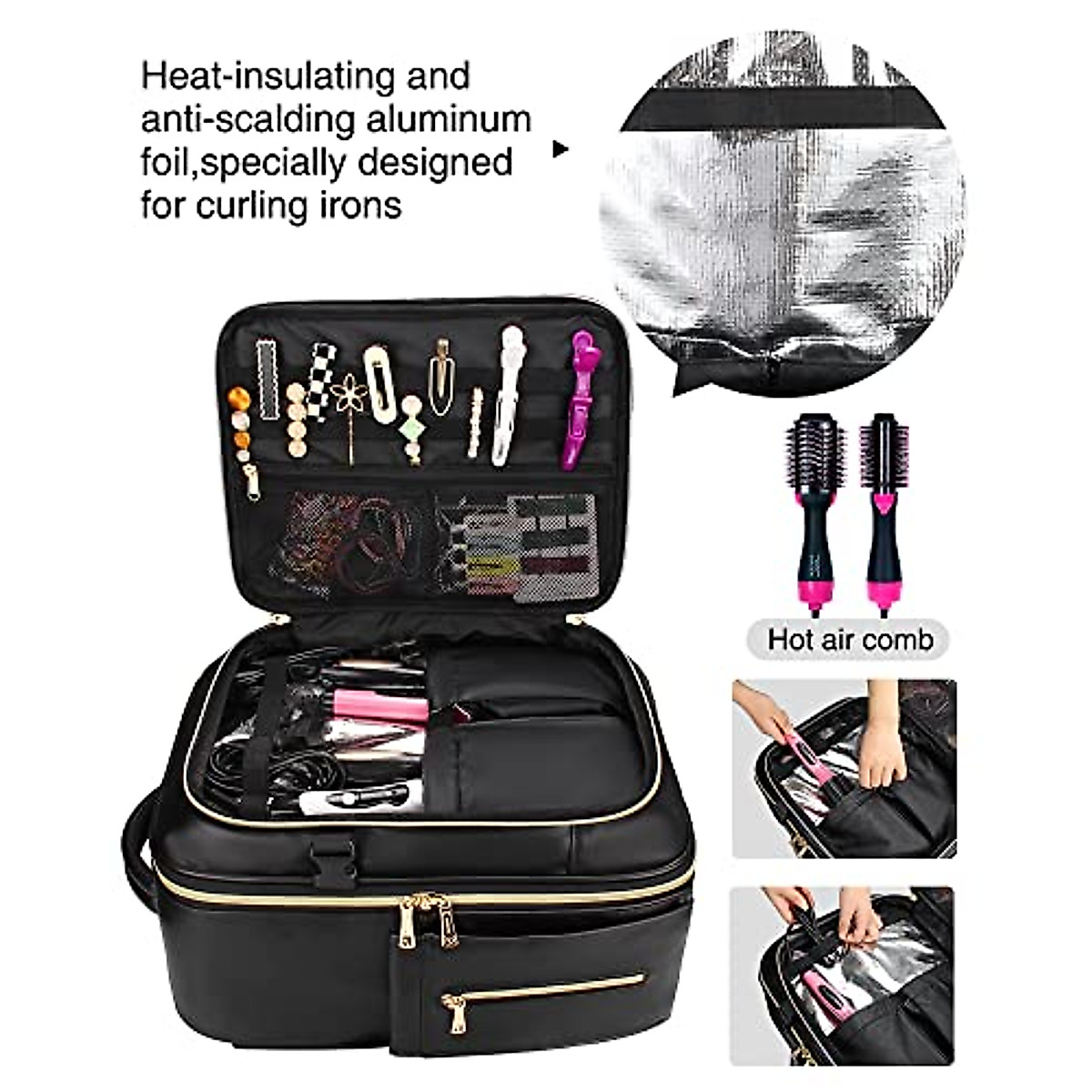 Relavel Makeup Backpack, Professional Makeup Bag for Backpack, Extra Large Travel Train Case, Cosmetic Organizer for Women, Makeup Artist Travel Case with Adjustable High Dividers(Black)