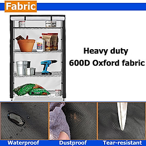 Dalema Waterproof Shelf Cover,600D Heavy Duty Dustproof Storage Wire Rack Covers,Outdoor Shelving Covers for Wire Shelves with Zipper 48''x18''x72'',Black,Cover Only