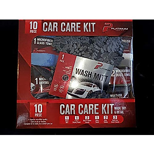 Platinum Series Microfiber Car Cleaning Kit, Extra-Absorbent Lint-Free Streak-Free Scratch-Free Automotive Microfiber Cloth Towels for Car Washing, Auto Detailing and Drying, 10 Piece Pack