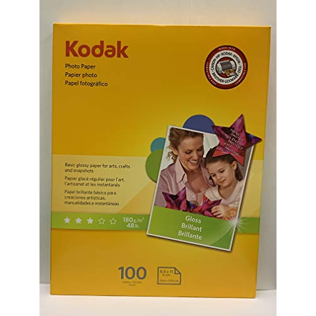 Kodak 8209017 Photo Paper, 6.5 mil, Glossy, 8-1/2 x 11, 100 Sheets/Pack