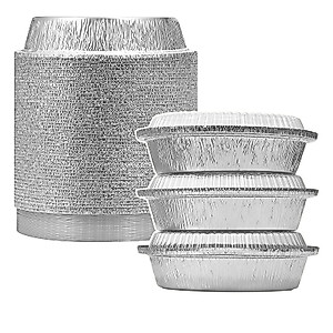 MESTAEK 7" Aluminum Foil Pans with Clear Lids 50 Pack,Heavy Duty Disposable Containers for Roasting,Storing,Baking,Cooking,Recyclable