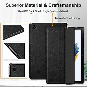 SAMSUNG 2022 Galaxy Tab A8 10.5” Inch 64GB Wi-Fi Android 11 Touchscreen International Tablet Bundle – MDTec Hard Back Tri-Fold Stand Cover Case and 64GB microSD Card [Gray]