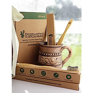 Bamboozled | Bamboo Toothbrush | Charcoal Infused BPA Free Medium Bristles | Organic & Sustainable | Biodegradable & Eco-Friendly | Set of 8 | The Natural Way to Whitening Your Teeth