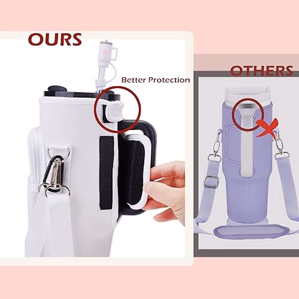 ZOYEPIN Halloween Water Bottle Carrier Bag with Pouch, Durable Stanley Carrier for Stanley 40 oz Tumbler with Handle, with Extra One Blind Box Straw Cover, Stanley Cup Accessories for Travelling