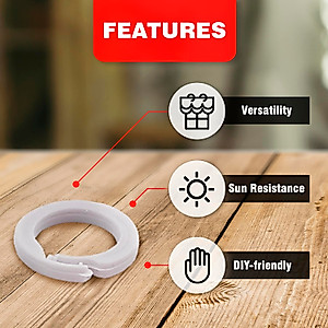 Amazing Drapery Hardware Premium Plastic Roman Shade Split Rings, 50 Pack - Premium White Finish, UV-Resistant - Versatile and Easy-to-Use for Window Valances and Shades