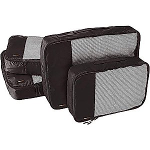 Amazon Basics 4 Piece Packing Travel Organizer Cubes Set - 2 Medium and 2 Large, Black