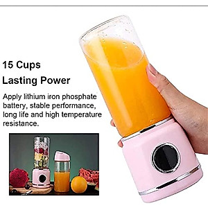 MXJCC Personal Blender Cup, Portable Blender for Shakes and Smoothies, Luium Mini Blender USB Rechargeable, with 6 Blades for Travel, Kitchen, Gym, Office (Color : Pink)