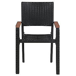 YUHI-HQYD 3 Piece Patio Dining Set,Natural Style,Comfortable Casual Furniture,Conversation Furniture,Perfect for Patio, Garden, Porch,Family Room,Sitting Area, Black