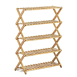 Five-Layer Shoe Rack Foldable Bamboo Shoe Rack No Installation Multifunctional Freestanding Shoe Rack Storage Rack For Doorway, Hallway, Closet, Living room, Bedroom Storage Organizer