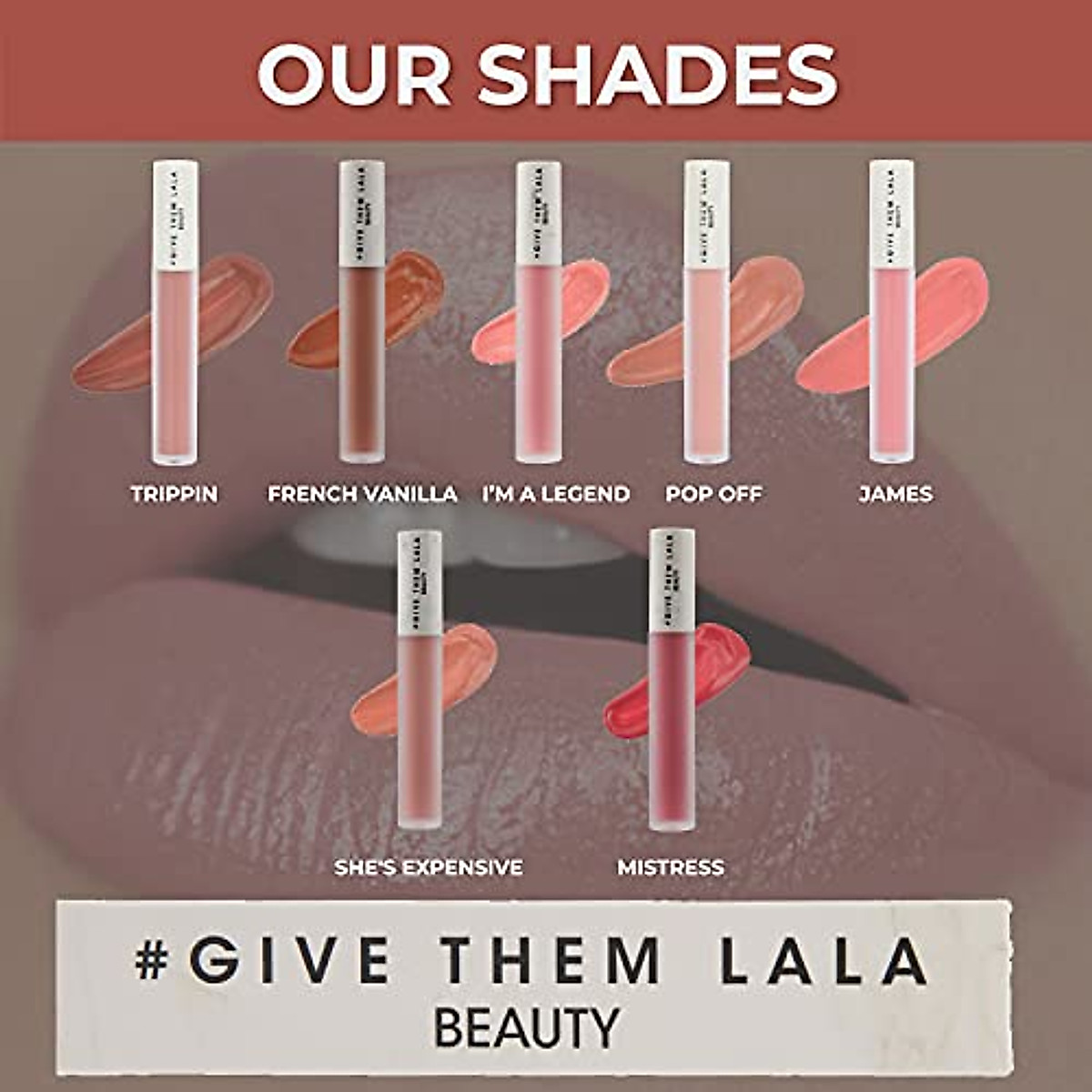 GIVE THEM LALA Lip Gloss - CALM DOWN High Shine Tinted Lip Gloss - Full Coverage Pigmented Lip Makeup for Women - Lightweight, Long Lasting Lip Color - Non-Sticky Lip Glosses - Cruelty-Free