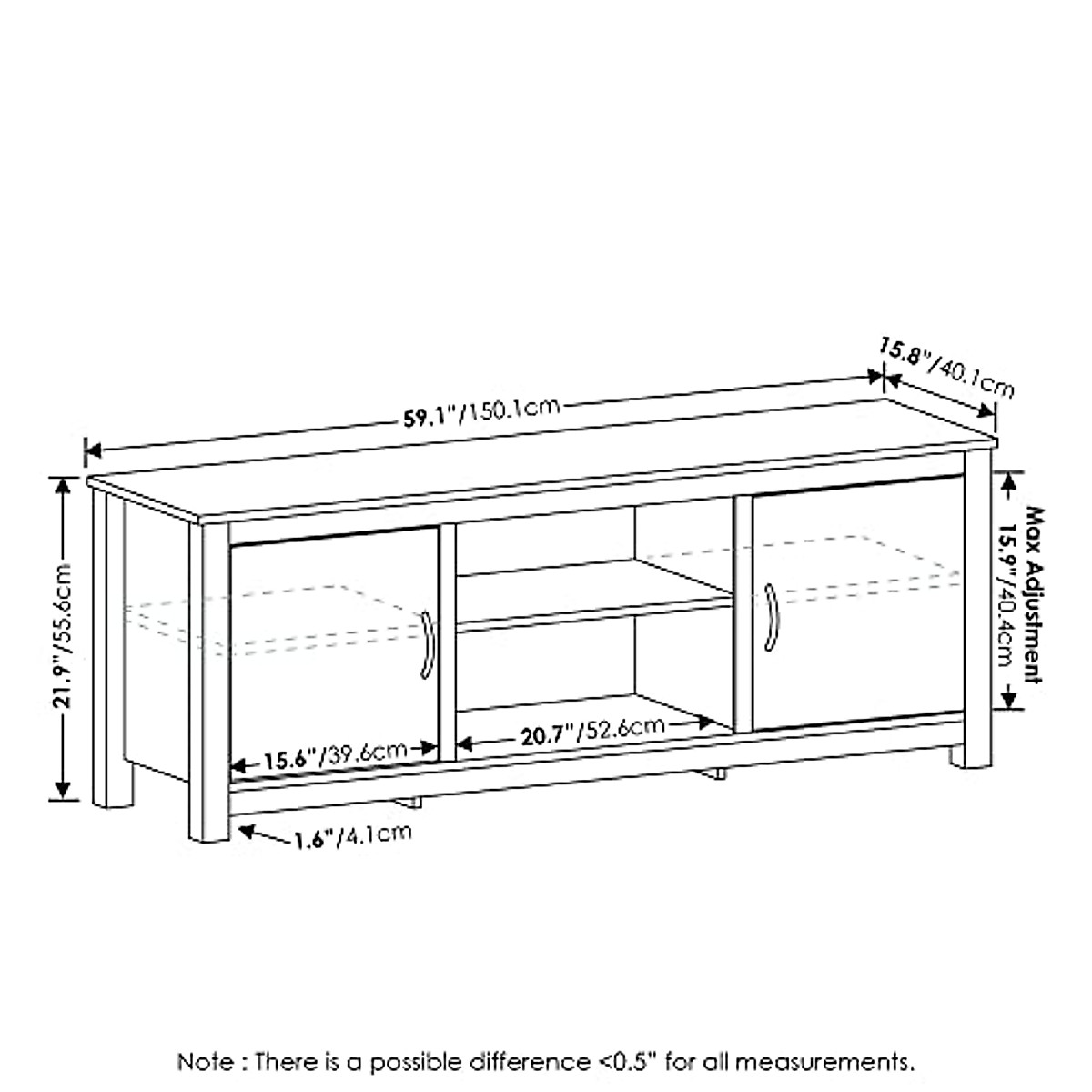 Furinno Classic Stand with Storage for TV up to 65 Inch, Americano, Large
