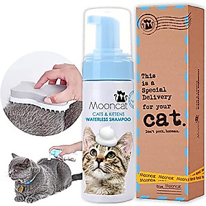 Mooncat Waterless Cat Shampoo, Licking Safe Dry Shampoo for Cats, No Rinse Foam Cat Bath, Grooming for Cat, Kitten Sensitive Skin, Dander Reducing, Paraben Free, pH Balanced (5 oz) Shampoo ONLY
