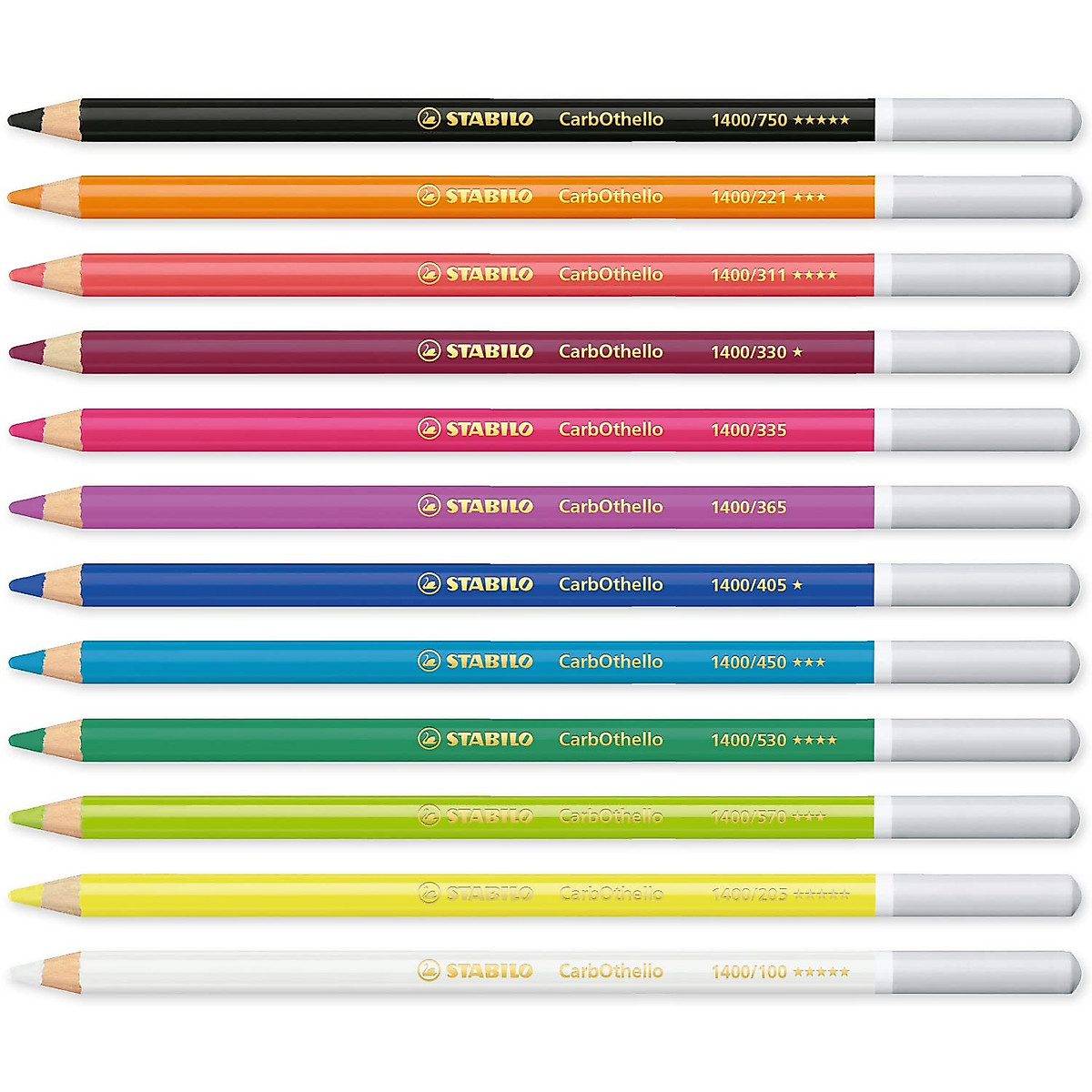 STABILO Chalk-Pastel Pencil CarbOthello - Pack of 12 - Essential Tones