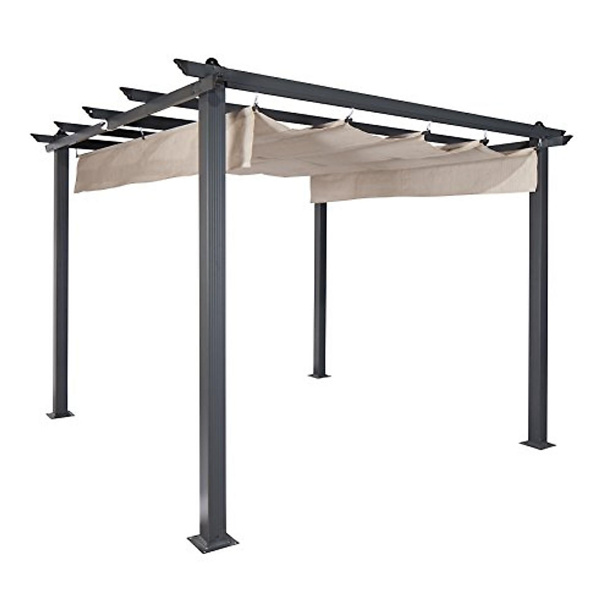 Coolaroo Aurora Pergola, Backyard or Patio Shade Pergola, Light Filtering 90% UV Block, 9'10" x 9'10", Smoke