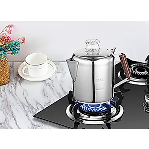 Tops 55703 Rapid Brew Stovetop Coffee Percolator, Stainless Steel, 2-6 Cup