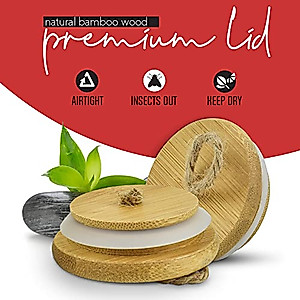 DESIGN INN 12 Airtight Glass Spice Jars with Bamboo Lids - 8oz Empty Spice Bottles Containers, 100 White, Spice Jars With Label & Spoon, 40 Black Labels And Pen, Spice Containers