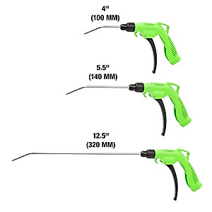OEMTOOLS 24439 5-Piece Air Blow Gun, Blower for Air Compressor, Clear Debris, Dry Work Surfaces, and Remove Dust and Dirt, 4 Removable Air Hose Nozzles, Green