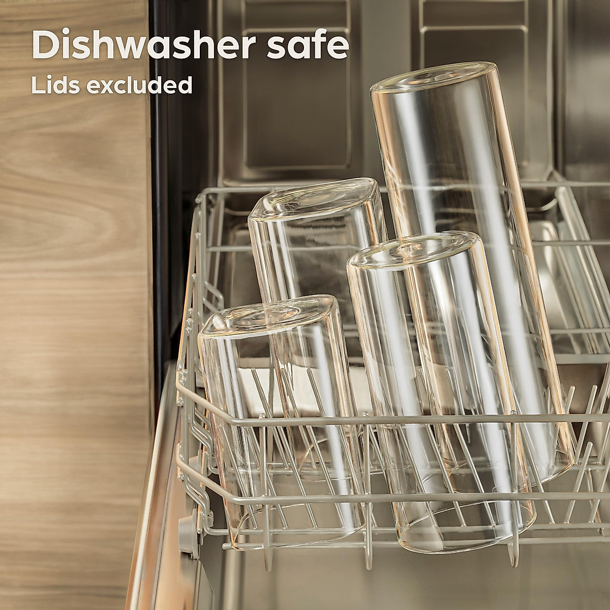 Praknu Glass Food Storage Jars 40oz - Set of 4 Airtight Storage Container with Bamboo Lid - Clear Borosilicate Glass - Dishwasher Safe - Pantry Storage Containers