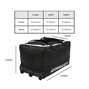 Winnwell Hockey Wheel Goalie Bag - Large Equipment Bag with Wheels to Store Goalie Gear - Made for Ice & Field Hockey Goalies - Junior