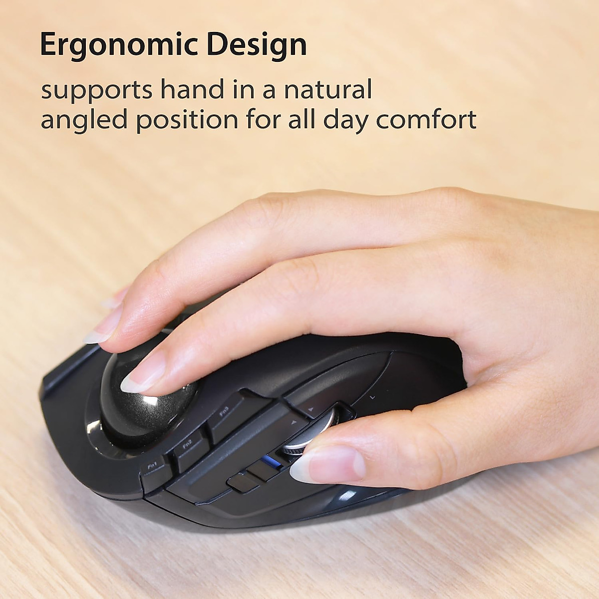 ELECOM DEFT Trackball Mouse, 2.4GHz Wireless, Finger Control, 8-Button Function with Smooth Tracking, Ergonomic Design, Optical Gaming Sensor, Windows11, macOS (M-DT2DRBK)